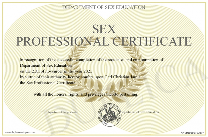 Sex Professional Certificate