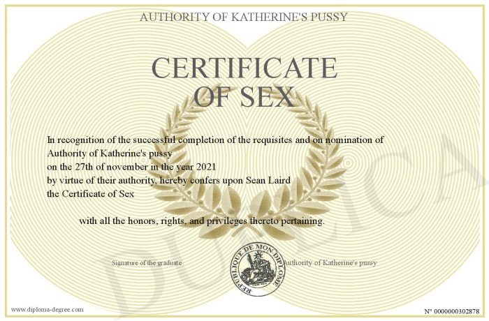 Certificate Of Sex