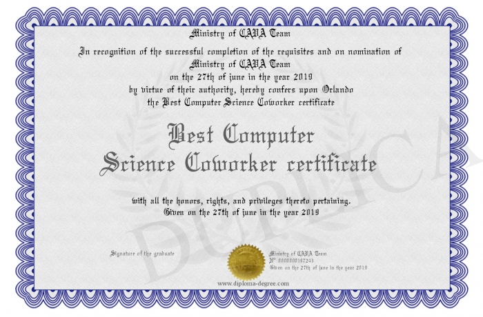 Best Computer Science Coworker certificate Best Computer Science Coworker certificate