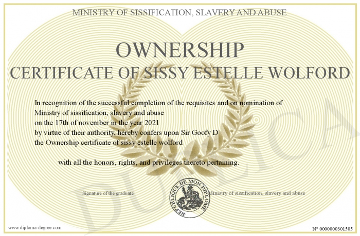 Ownership certificate of sissy estelle wolford Ownership certificate of sissy estelle wolford