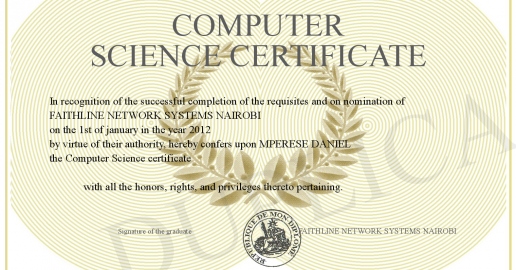 Computer Science certificate Computer Science certificate